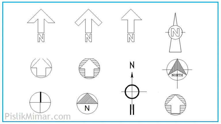 Kuzey İşareti DWG - North Arrow AutoCAD BLOCK | Pislik Mimar